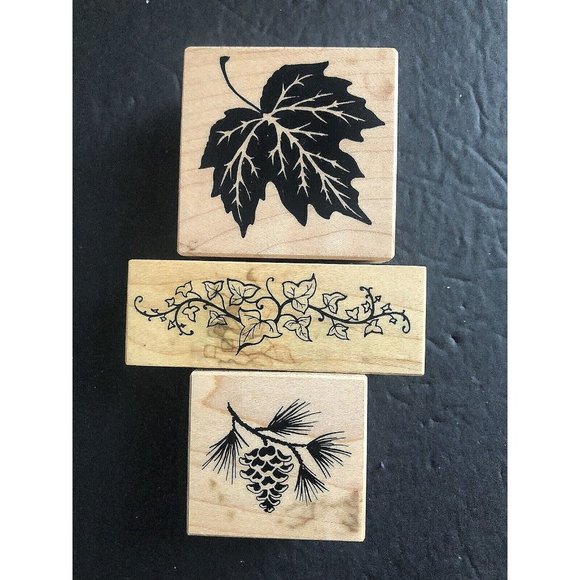 PSX Designs | Office | Psx Rubber Stamp Lot 3 Greenery Ivy Vine Border Pinecone Bough Maple Leaf ...